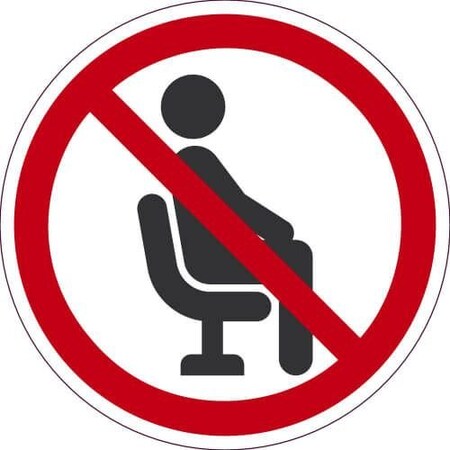 Nmc No Seating Graphic Sign Label, Pressure Sensitive Vinyl 0045, 5pk, 4 H x 4 W in ISO471AP | Zoro